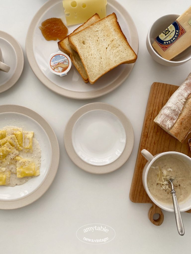 claytan beige rim plate set - 【amytable】ベージュリムラインプレート 陶製 ラウンド 深皿 - おしゃれ ...